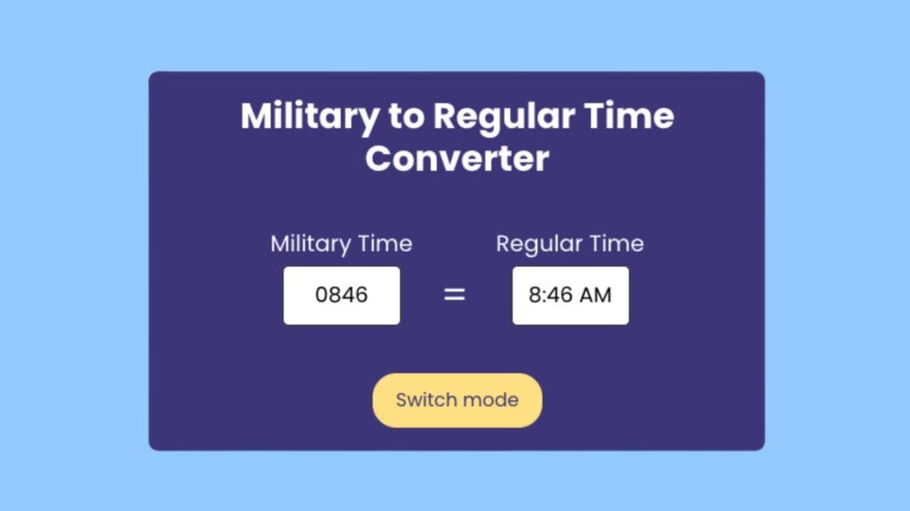 Military Time Converter (24-hour to 12-hour) + Military Time Chart