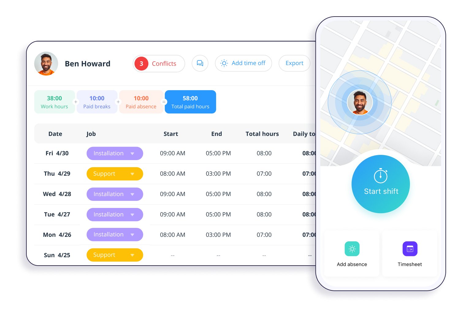 Employee Time Clock App - Try it 100% Free | Connecteam