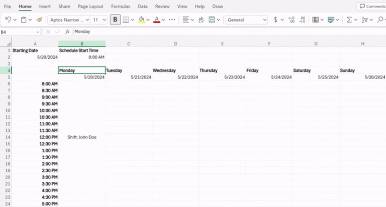 How To Make a Work Schedule in Excel: Guide + Free Template